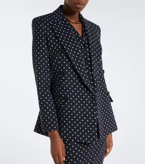 Max Mara Polka-dot Double-breasted Jersey Blazer - Blue