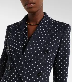 Max Mara Polka-dot Double-breasted Jersey Blazer - Blue
