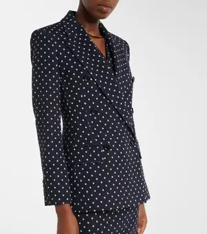 Max Mara Polka-dot Double-breasted Jersey Blazer - Blue