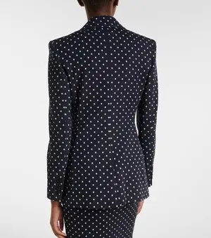 Max Mara Polka-dot Double-breasted Jersey Blazer - Blue
