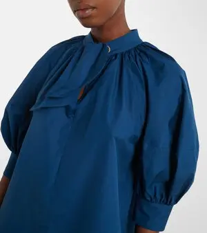 Max Mara Tie-neck Cotton Poplin Blouse