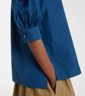 Max Mara Tie-neck Cotton Poplin Blouse
