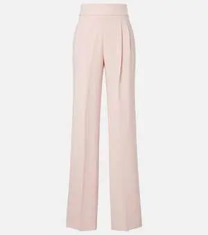 Max Mara Pleated Cady Straight Leg Trousers - Pink
