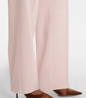 Max Mara Pleated Cady Straight Leg Trousers - Pink