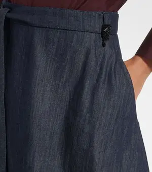 Max Mara Belted Denim Midi Skirt
