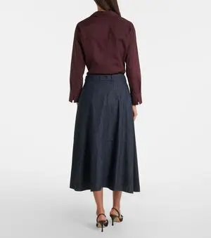 Max Mara Belted Denim Midi Skirt