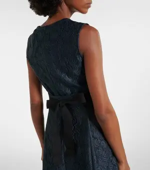 Max Mara Belted Jacquard Midi Dress - Blue