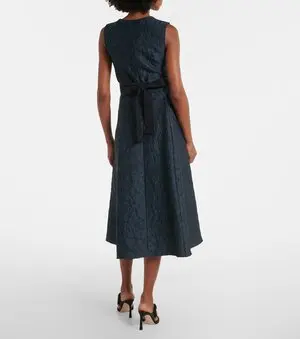 Max Mara Belted Jacquard Midi Dress - Blue