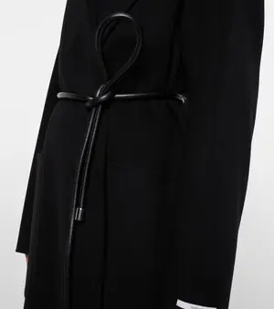Sportmax Belted Oversized Virgin Wool Coat - Black