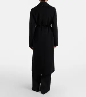 Sportmax Belted Oversized Virgin Wool Coat - Black