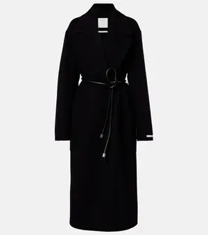 Sportmax Belted Oversized Virgin Wool Wrap Coat - Black