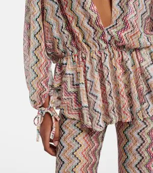 Missoni Zig Zag Cutout Gathered Blouse