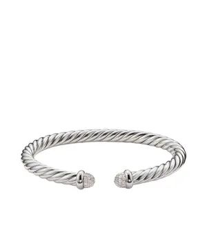 David Yurman Cable Flex® Sterling Cuff Bracelet With Diamonds - Silver