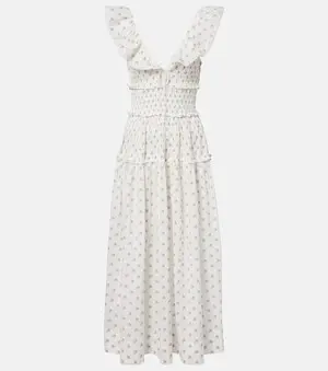 DÔEN Doen Sorina Floral Cotton Midi Dress Multicoloured