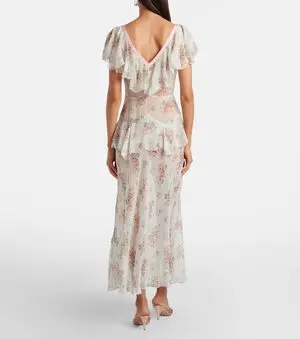 DÔEN Amelisse Floral Silk Georgette Maxi Dress