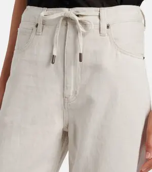 FRAME Off Duty Drawstring Wide-leg Jeans In Natural Ecru - Beige