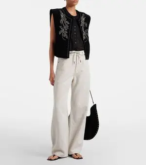 FRAME Off Duty Drawstring Wide-leg Jeans In Natural Ecru - Beige