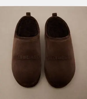Balenciaga Alaska Suede Platform Mules - Brown