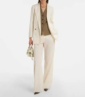 Max Mara Belted Virgin Wool Wide-leg Pants