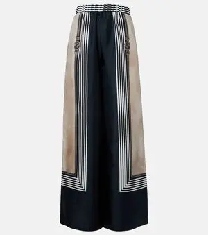 Max Mara Printed Silk Palazzo Pants
