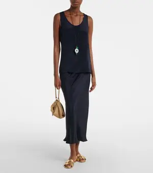 Max Mara Silk Crepe De Chine Tank Top - Blue