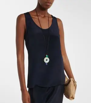 Max Mara Silk Crepe De Chine Tank Top - Blue
