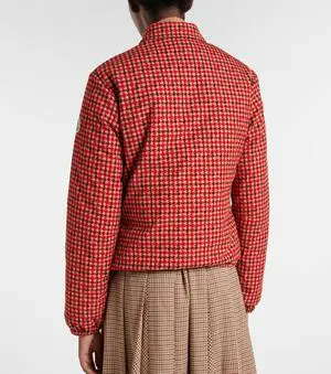 Moncler Lanset Houndstooth Cotton Down Jacket - Red