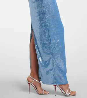 Rachel Gilbert Sequined V-neck Midi Dress - Blue