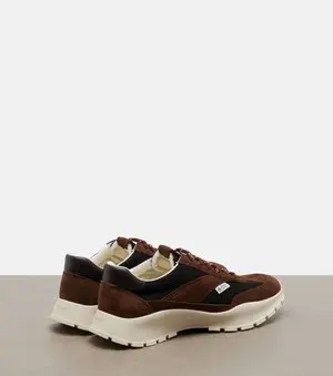 Prada Suede And Fabric Lace-up Sneakers - Brown