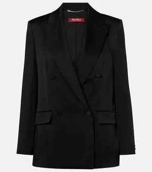 Max Mara Arca Double-breasted Satin Blazer - Black