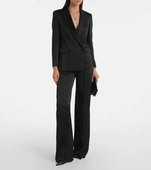 Max Mara Arca Double-breasted Satin Blazer - Black