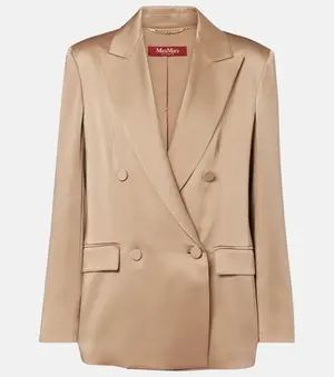 Max Mara Arca Satin Double-breasted Blazer - Gold