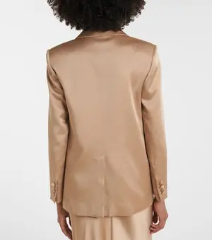 Max Mara Arca Satin Double-breasted Blazer - Gold
