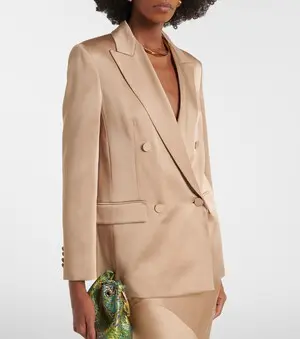 Max Mara Arca Satin Double-breasted Blazer - Gold
