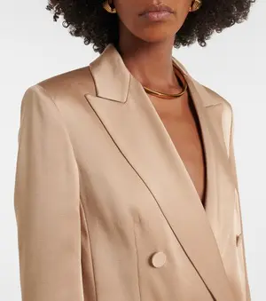 Max Mara Arca Satin Double-breasted Blazer - Gold