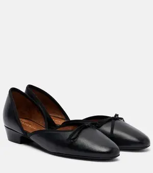 HERBERT LEVINE Leather Ballet Flats - Black