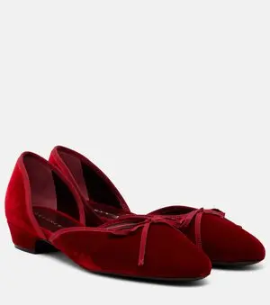 HERBERT LEVINE Velvet Ballet Flats - Red