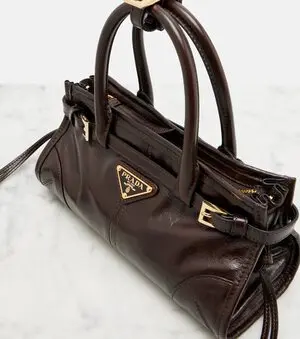Prada Bonnie Mini Leather Top-handle Bag - Brown