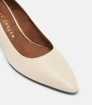 HERBERT LEVINE Leather Pointed Toe Pumps - Beige