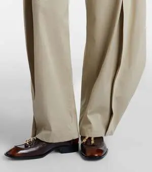 Loewe Cotton And Silk Gabardine Wide-leg Pants - Beige