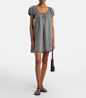 DÔEN Julia Gingham Cotton Poplin Minidress - Black