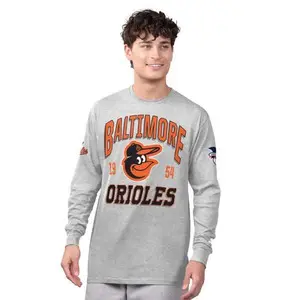 STARTER Heather Gray/ Baltimore Orioles Two-pack Long Sleeve & Short Sleeve T-shirt Set - Orange