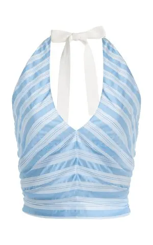 Simkhai Caprie Yarn-dyed Jersey Halter Top - Blue