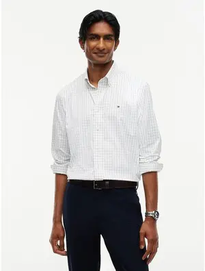 Tommy Hilfiger Regular Fit Check Th Performance Shirt - White/neutral Check