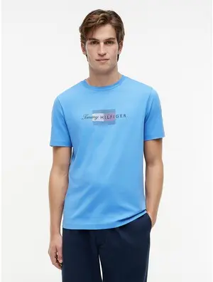 Tommy Hilfiger Tommy Script Flag Logo T-shirt - Blue Spell