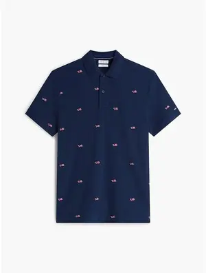 Tommy Hilfiger Regular Fit Allover Flag Logo Pique Polo