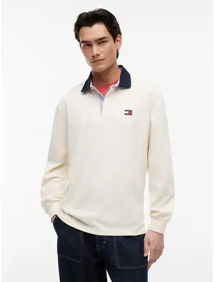 Tommy Hilfiger Relaxed Fit Rugby Polo - Cream