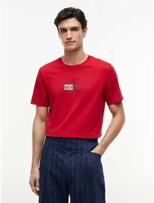 Tommy Hilfiger Tommy Script Flag Logo T-shirt - Medium Red
