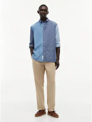 Tommy Hilfiger Classic Fit Colorblock Chambray Shirt