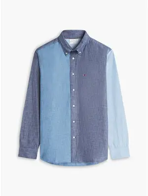 Tommy Hilfiger Classic Fit Colorblock Chambray Shirt